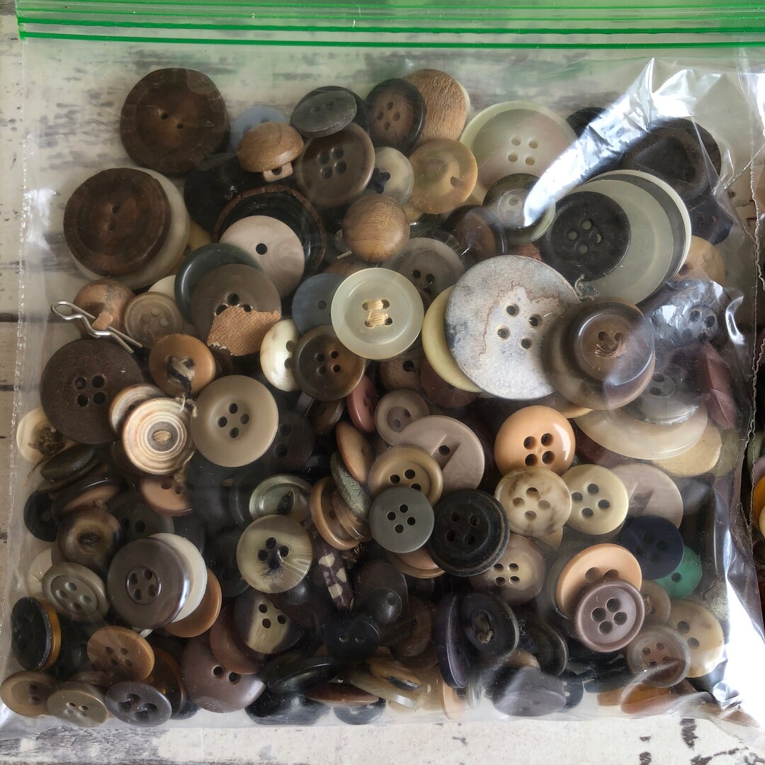 Vintage Buttons - Destash- White, Brown, Blue and Black, Multi Color ...