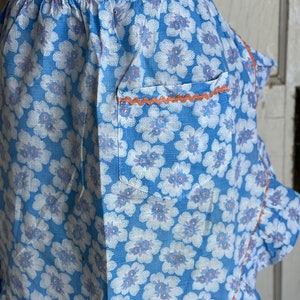 Vintage Half Apron -blue and Orange - Authentic Vintage Floursack ...