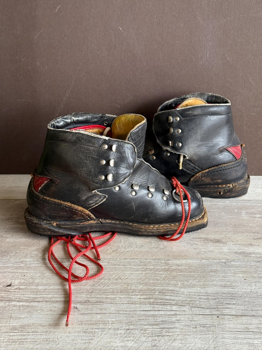 Vintage Nordica Alpine Ski Boots Italian Handmade 1960s Leather Size 7/ ...