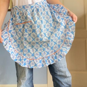 Vintage Half Apron -blue and Orange - Authentic Vintage Floursack ...