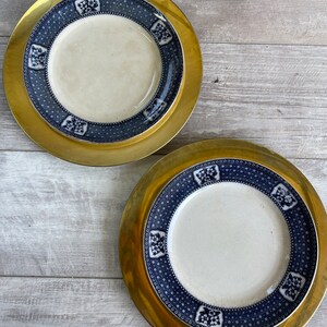 Vintage Tillson Dinner Plates - Blue and White Flow Blue - Burslem ...