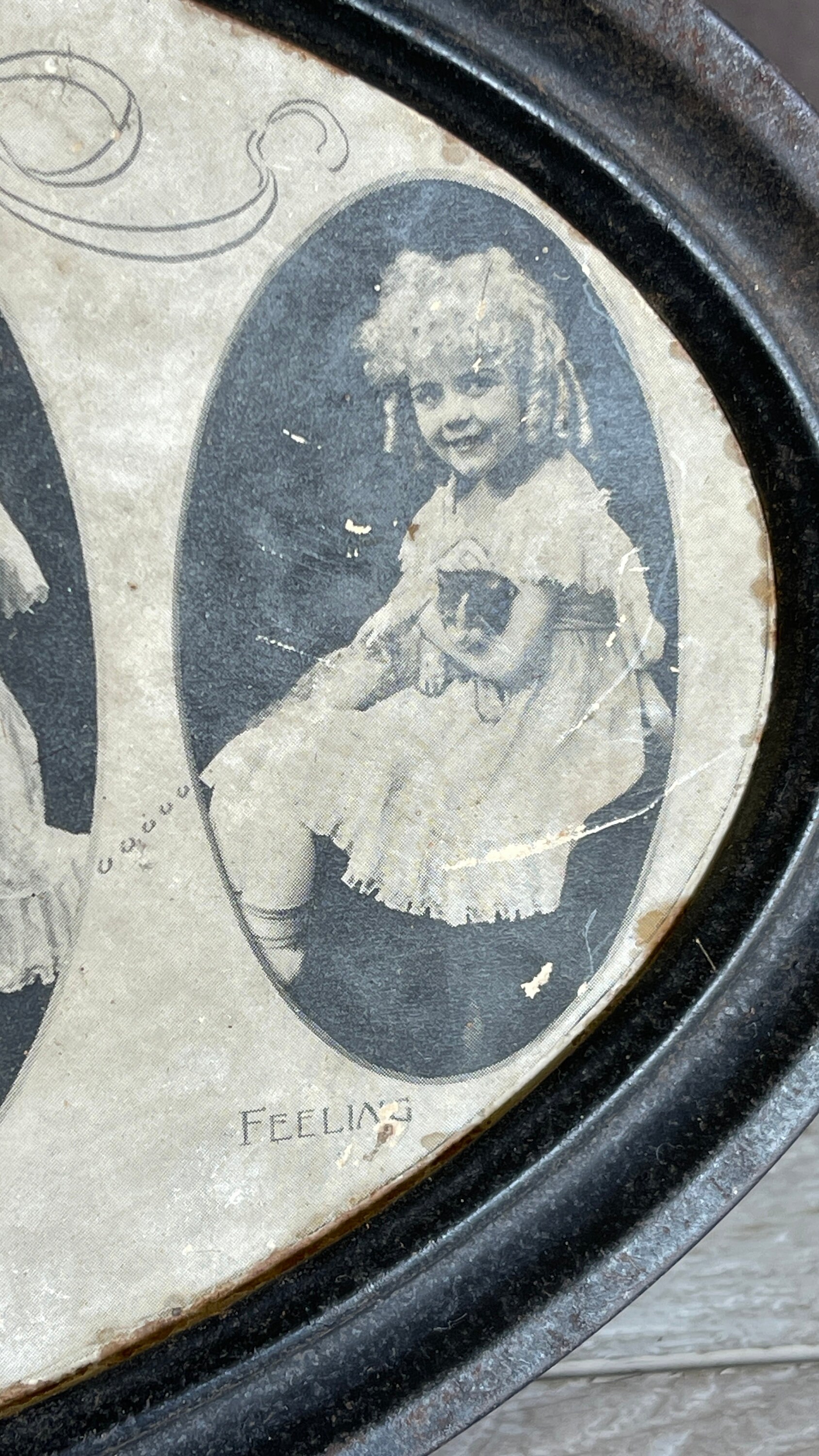 Antique Tin Oval Frame - Five Senses - Little Girl Photo Collage - Etsy