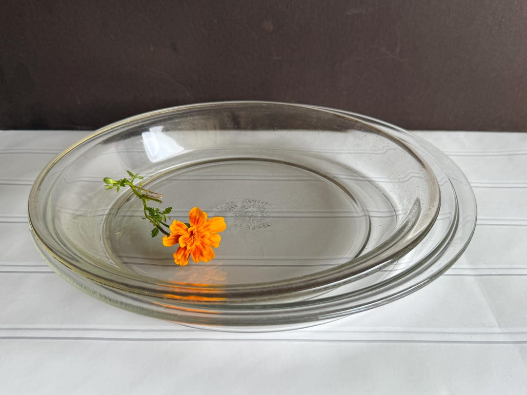 Vintage Pie Plates - Pyrex Clear Glass - 210 10 Inch Flat Rim or 9 Inch ...