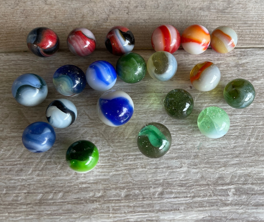 Vintage Marbles - Peltier Ravenswood Tri-color Swirl, Black and Orange ...