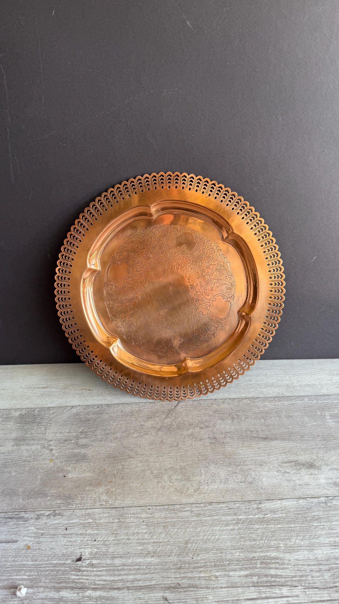 Vintage Copper Tray - Viking 14 Inch Pierced Filigree - Etsy