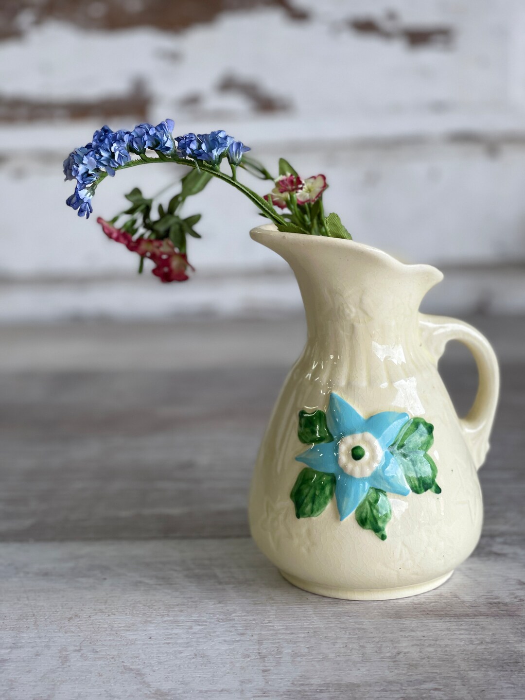 Vintage Hull Pottery Star Flower Pitcher - Pint Size Syrup Pitcher ...
