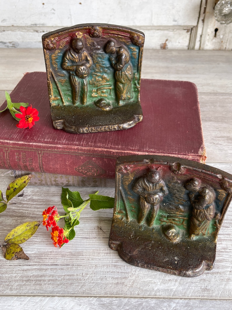 Vintage Bronze Bookends: "the Angelus" Millet Farming Scene - Etsy