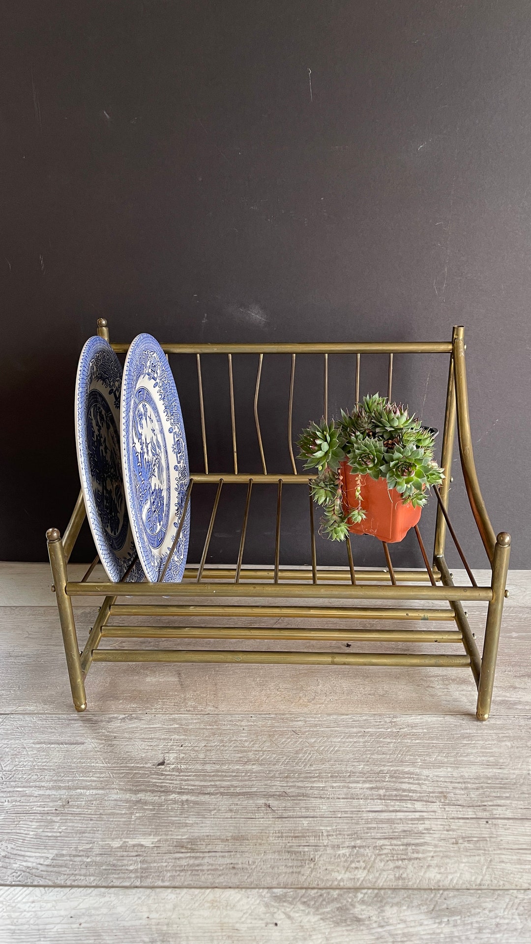 Vintage Brass Plate Rack - Countertop or Wall Hanging - Old - Etsy