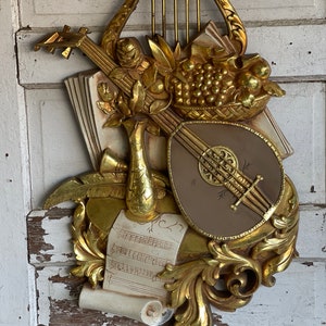 Vintage Syroco Wall Hanging 1971 Mandolin Musical Hollywood Regency ...