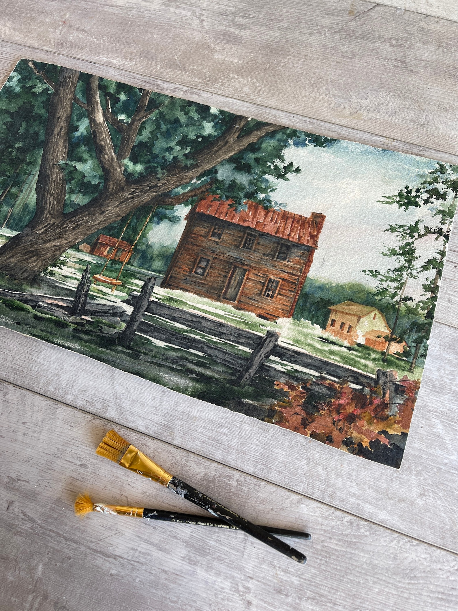 Vintage Watercolor Painting Signed Skippy Anderson Rustic | Etsy