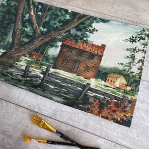 Vintage Watercolor Painting Signed Skippy Anderson Rustic | Etsy