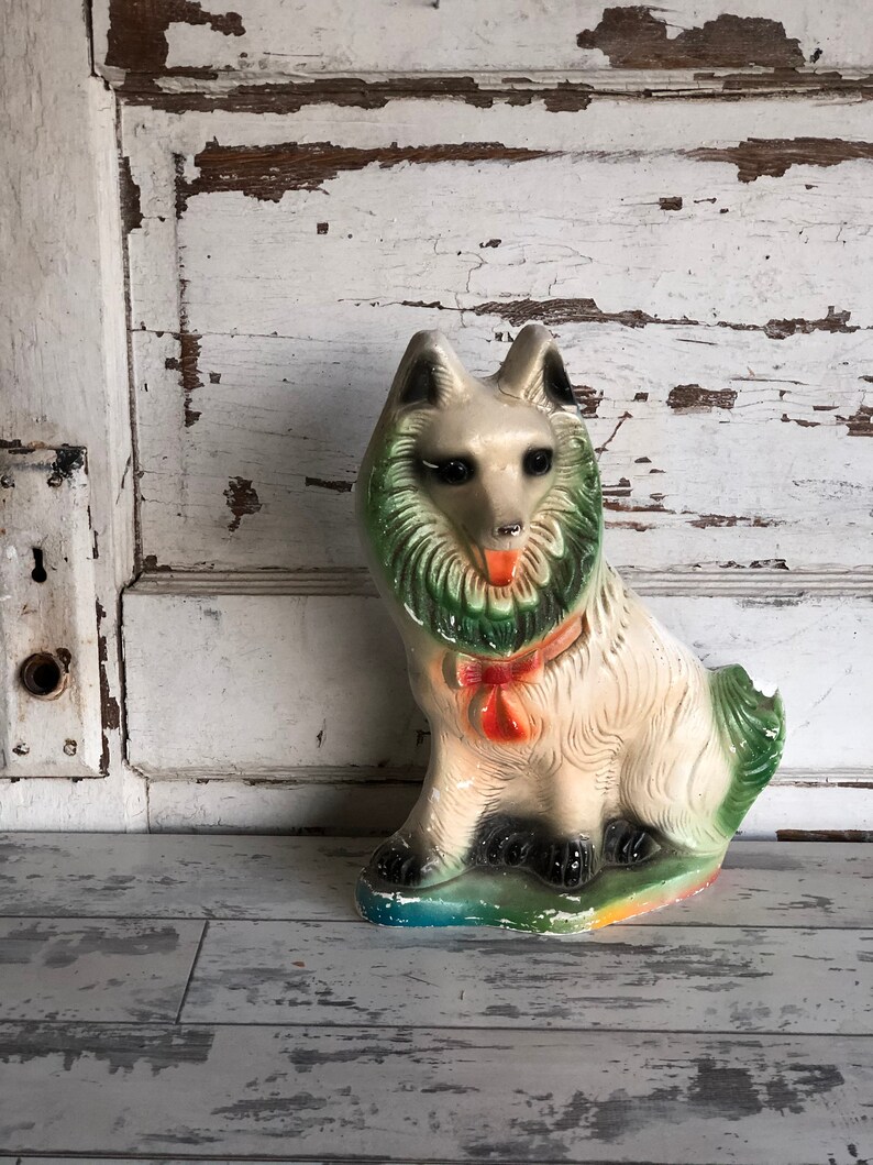 Vintage Chalkware Dog Carnival Prize Plaster Doorstop - Etsy