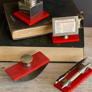 Vintage Bakelite Desk Set Art Deco Blotter, Inkstand, Calendar Douglas ...