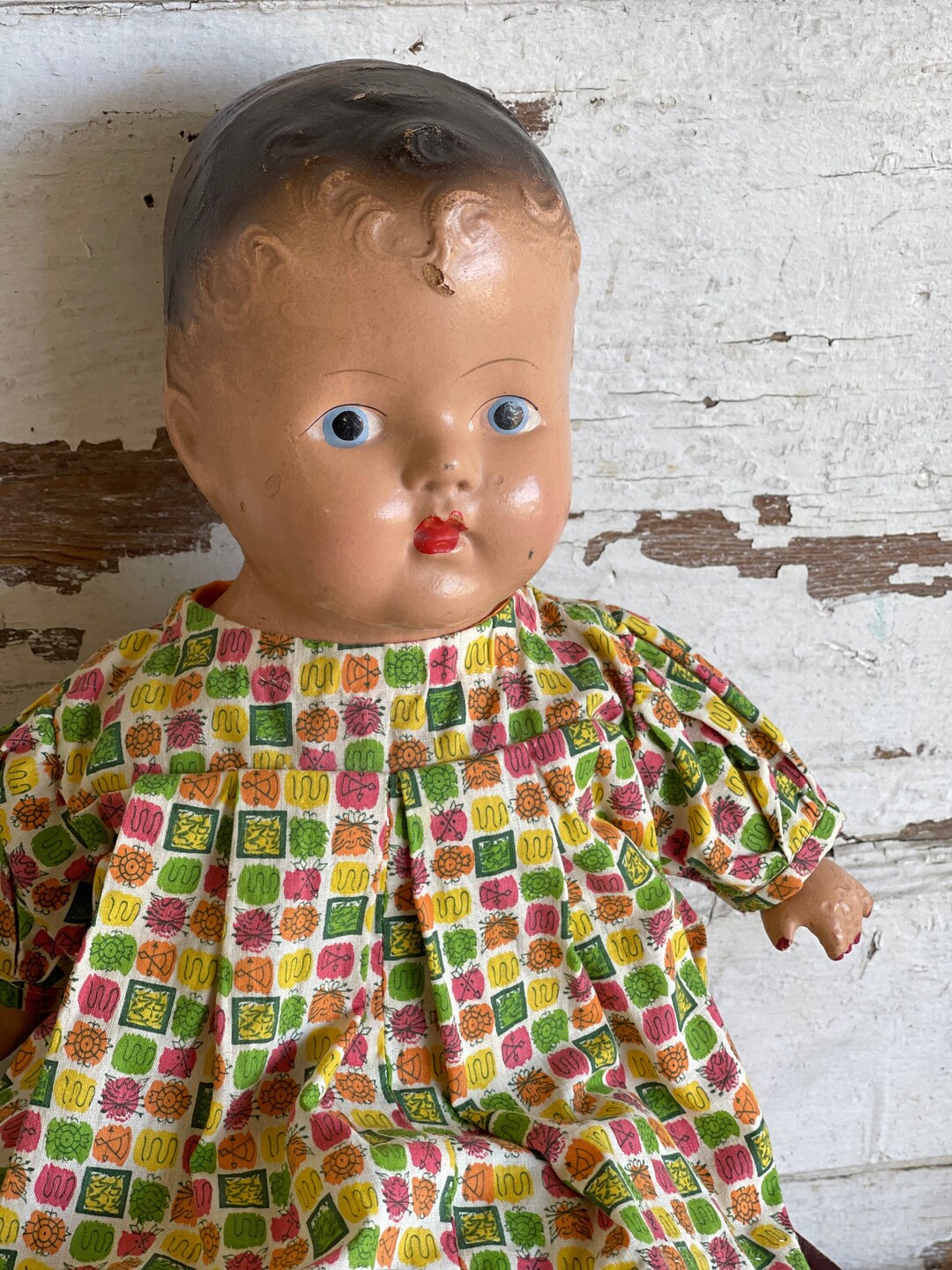 Antique Composition Doll Cloth Body Shoulder Plate Good Condition