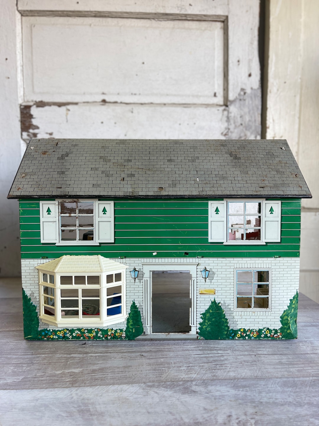 Vintage Marx Dollhouse Green Colonial 1950s - Tin Lithograph - as Is - Etsy