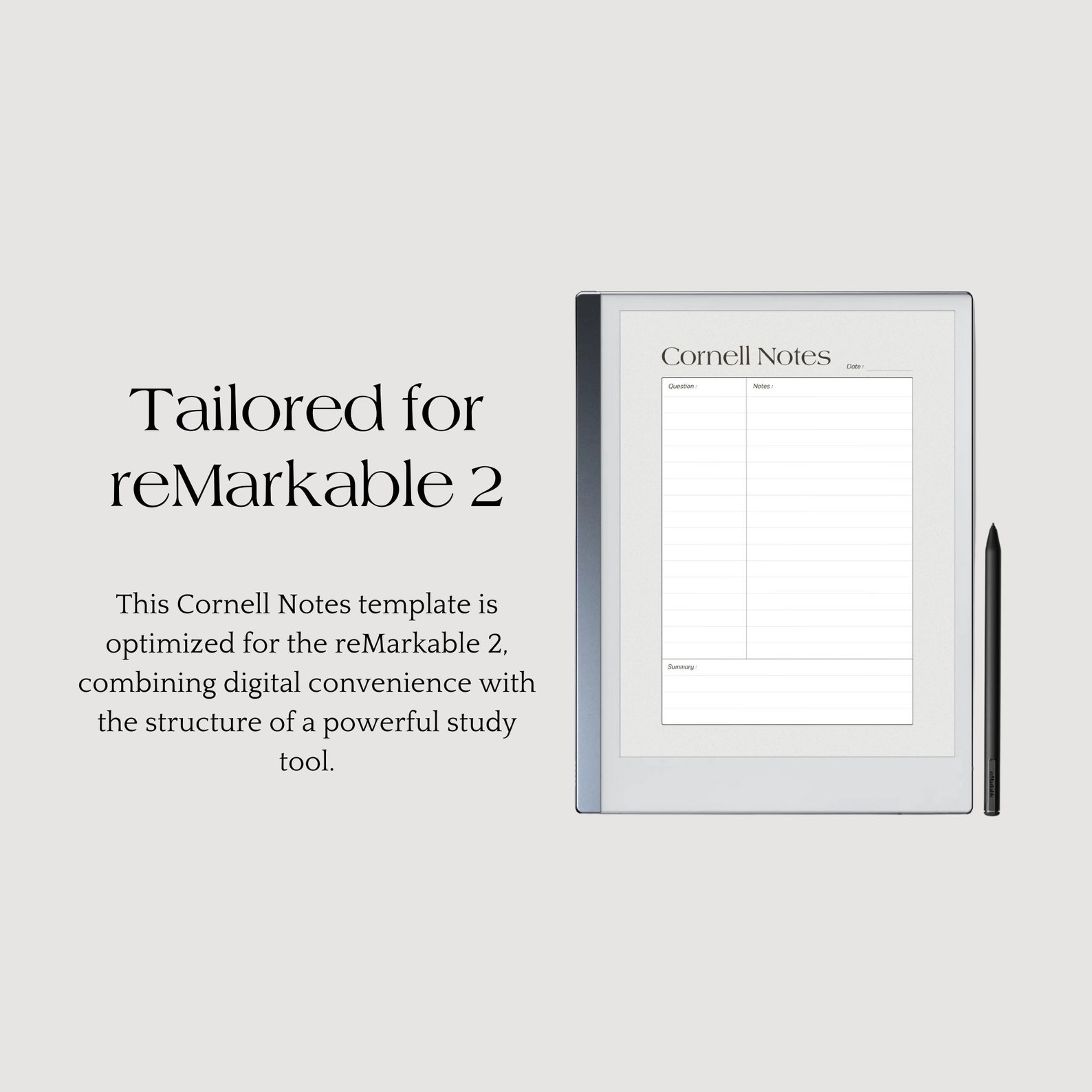 Remarkable Template - Cornell Notes | Remarkable Notebook Template ...
