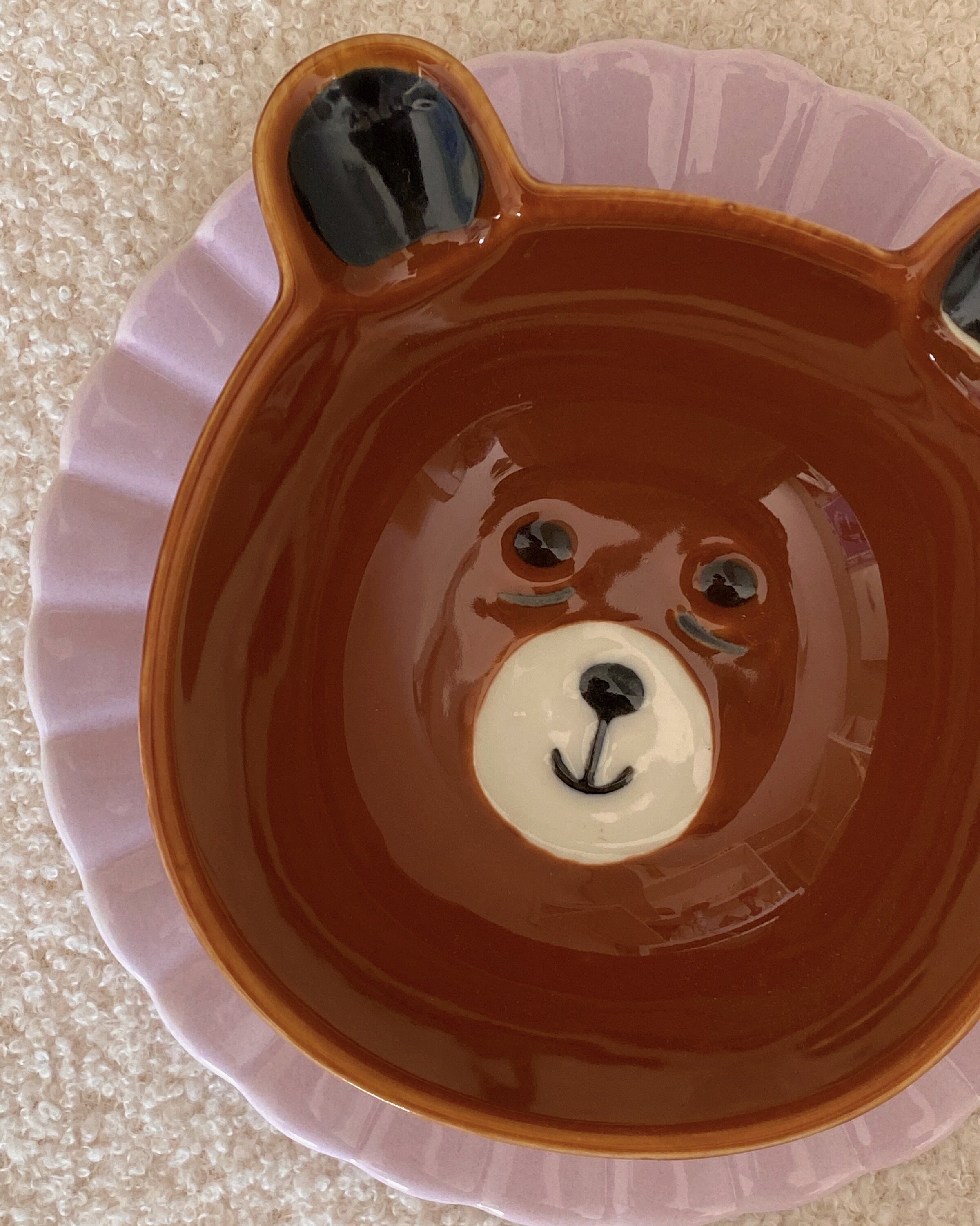 Brown Bear Ceramic Bowl, Kid's, Toddler Tableware, Kitchenware Children ...