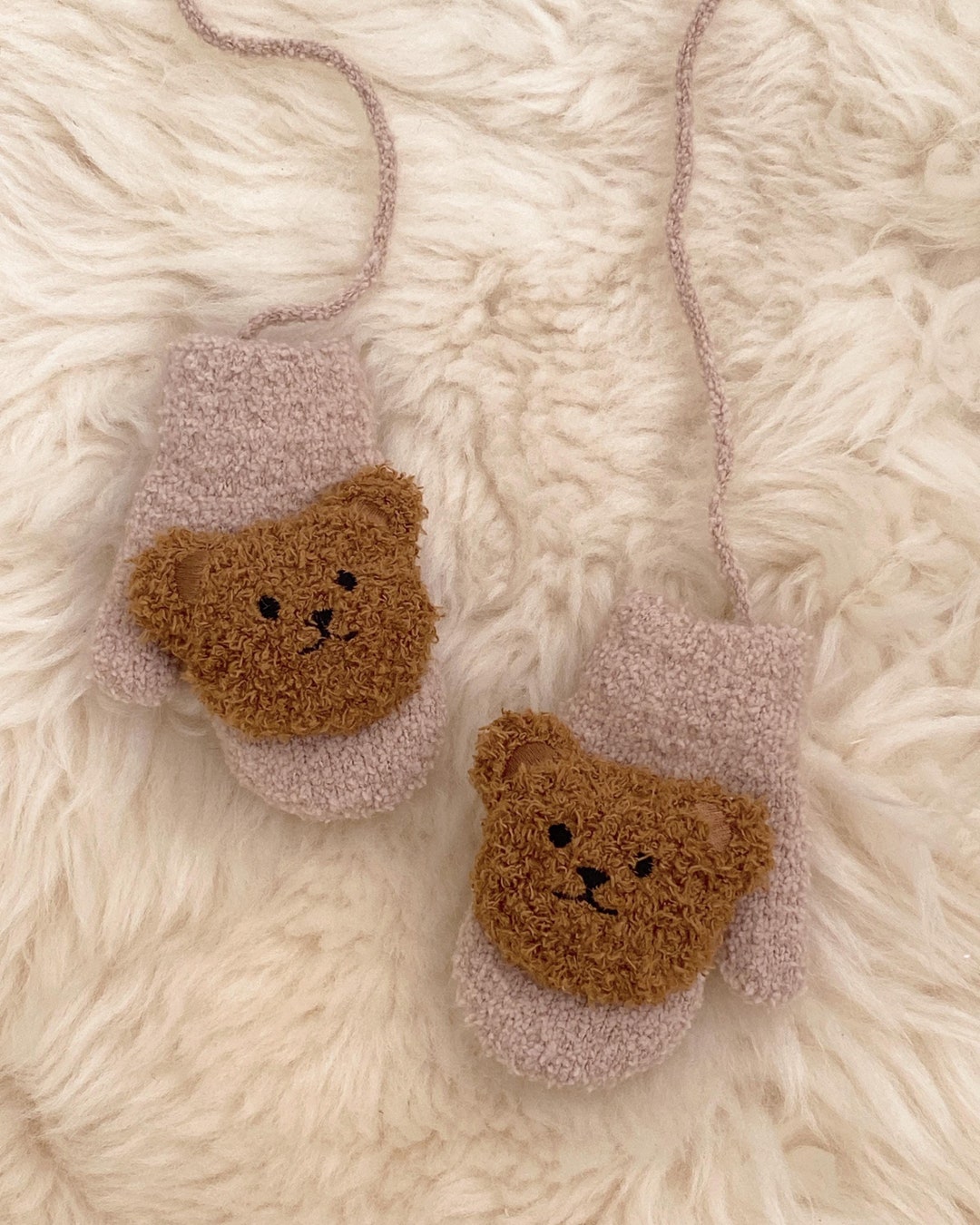 Teddy Bear Baby Mittens, Soft Brown Bear Baby Gloves, Cute Winter ...