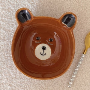 Brown Bear Ceramic Bowl, Kid's, Toddler Tableware, Kitchenware Children ...