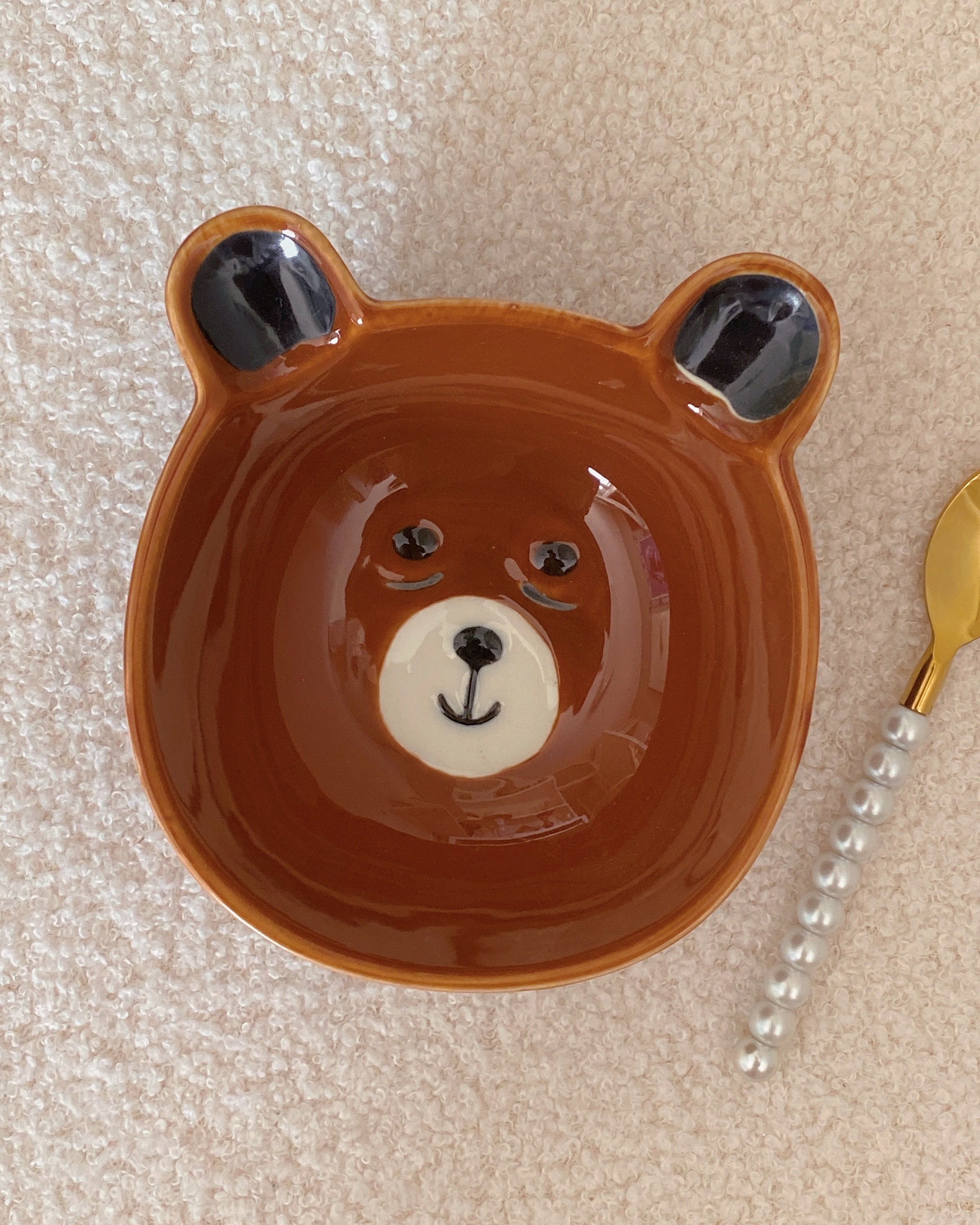 Brown Bear Ceramic Bowl, Kid's, Toddler Tableware, Kitchenware Children ...