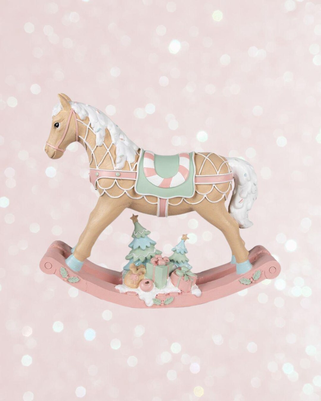 Pastel Christmas Rocking Horse Toy, Dreamy Room Accent, Nostalgic, Kid ...