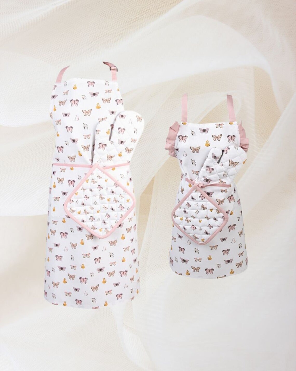 Matching Family Adult Child Baking Set, 100% Cotton, Butterfly, Bunny ...