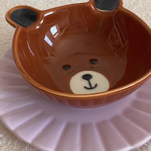 Brown Bear Ceramic Bowl, Kid's, Toddler Tableware, Kitchenware Children ...
