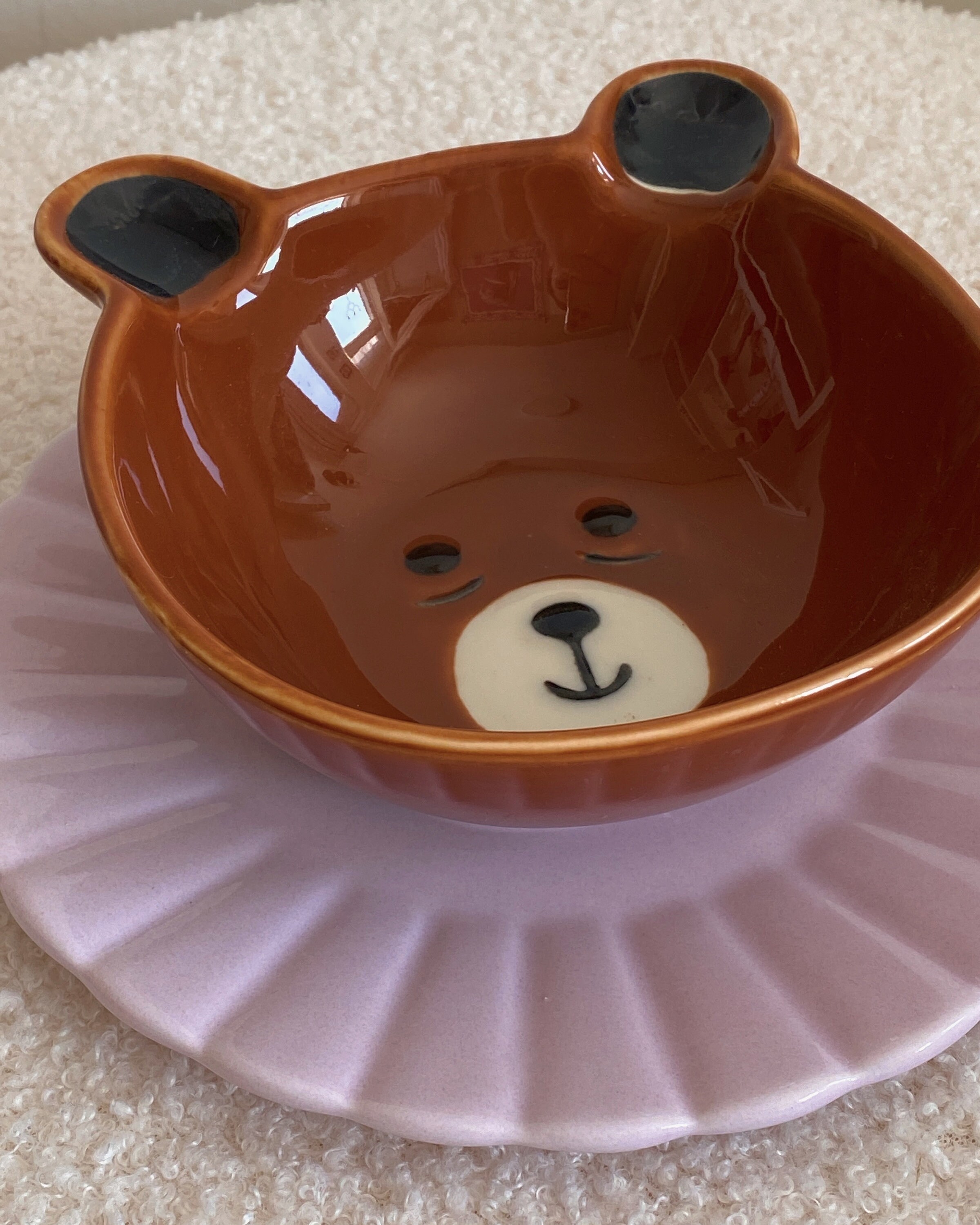 Brown Bear Ceramic Bowl, Kid's, Toddler Tableware, Kitchenware Children ...