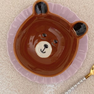 Brown Bear Ceramic Bowl, Kid's, Toddler Tableware, Kitchenware Children ...
