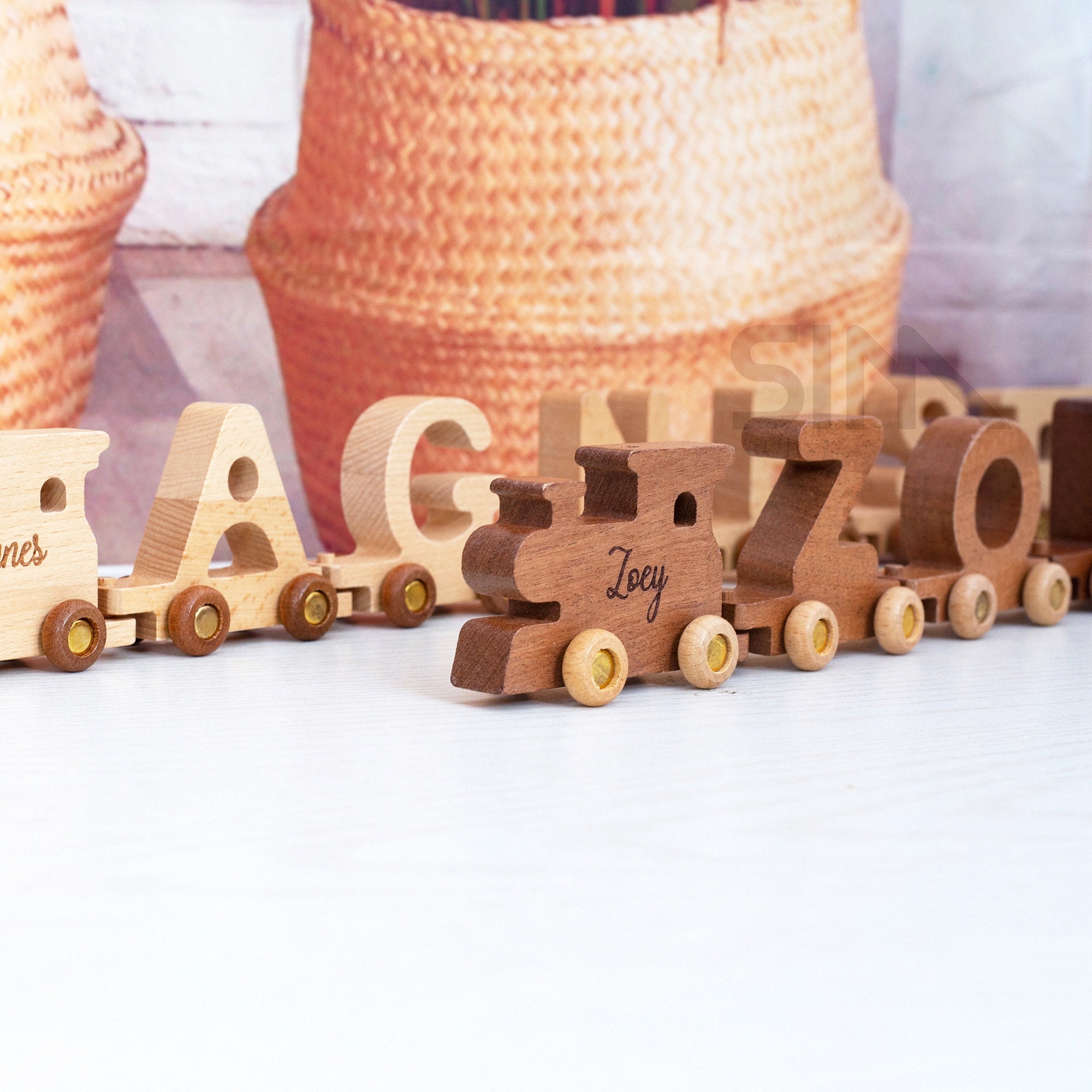 Personalized Baby Train Toys, Wooden Name Alphabet Train, Train Set ...
