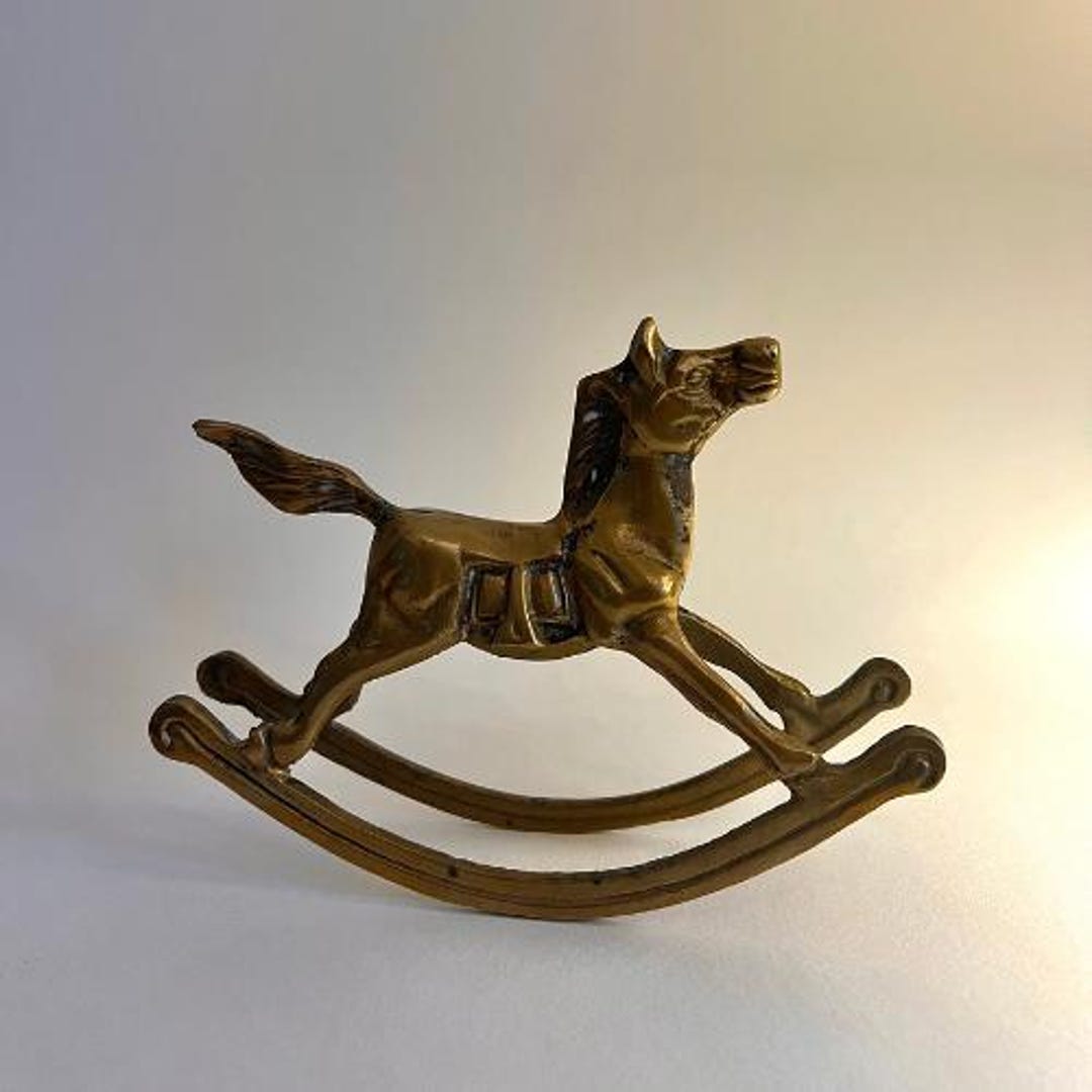 Vintage Solid Brass Rocking Horse - Etsy