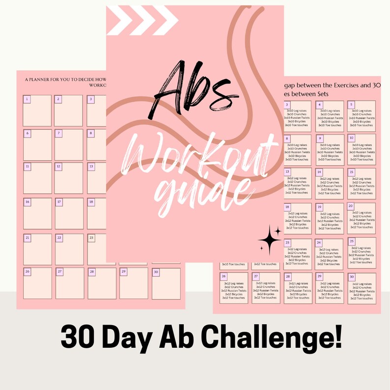 Ultimate 30-day Ab Workout Guide: Printable Exercise Planner & Tracker ...