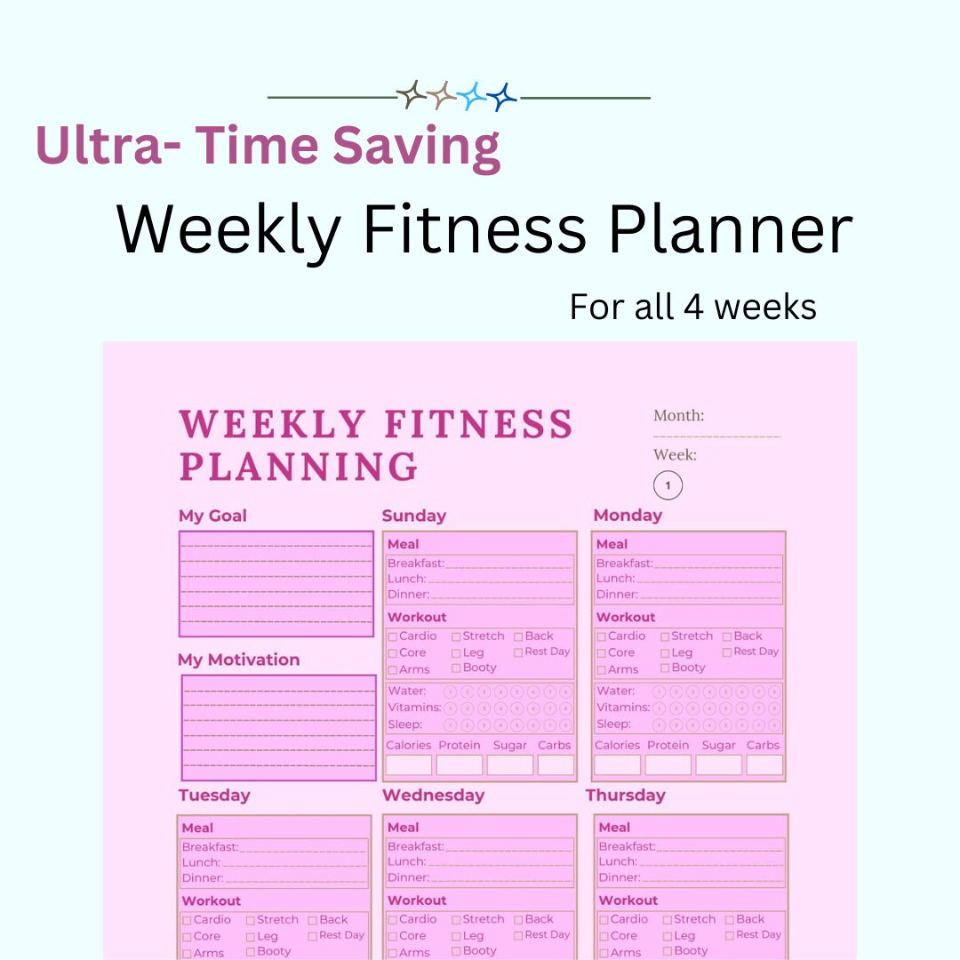 Weekly Workout Planner | Fitness Tracker | Printable Exercise Schedule ...