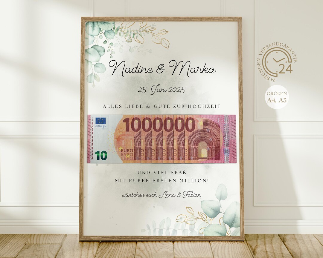 Personalized Digital Money Gift Wedding Wedding Poster DIY Gift for the ...