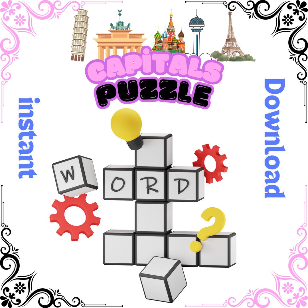 Capital Cities Puzzle Fun Printable PDF Educational Geography Game ...
