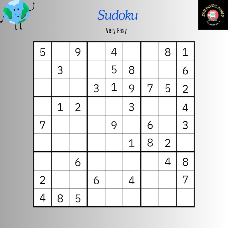 Easy, Medium & Hard Sudoku Puzzle PDF Printable Sudoku Puzzles for All ...