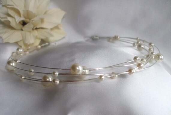Items similar to Wedding Tiara, Headband, Multi Strand, Pearl, Can be ...