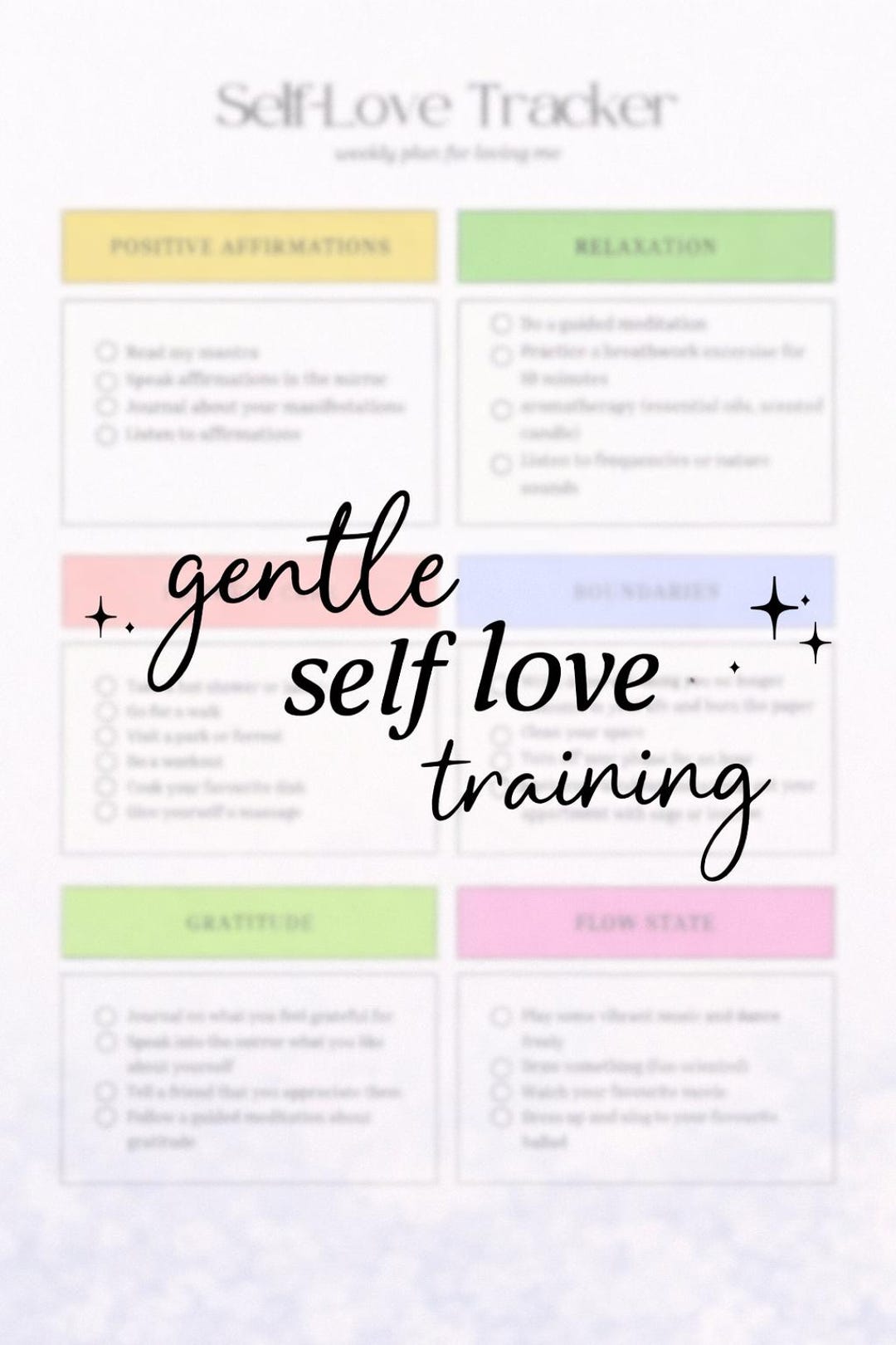 Self-love Tracker Checklist, Self-love Exercise, Self-esteem Training ...