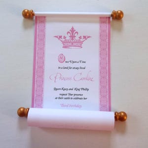 Once Upon a Time Princess Invitation Scrolls With Crown, Gold Accents ...