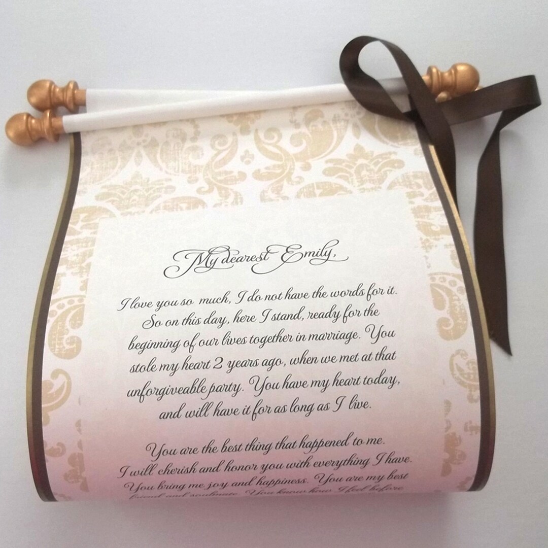 Custom Printed Scroll for Wedding Vows, Anniversary Letter, Personal ...