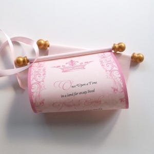 RUSH Princess Birthday Invitation Scrolls in Gold and Pink, Set of 10 ...