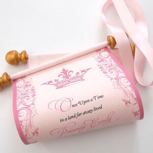 Princess Birthday Invitation Scroll With Brooch, Gold and Pink, Set of ...