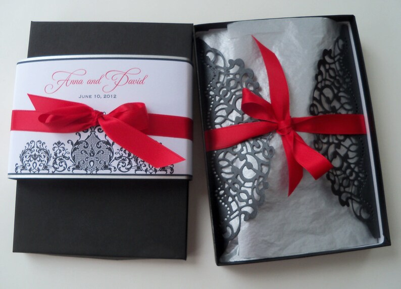 Red and Black Wedding Invitations Classic Invitation Suite in - Etsy