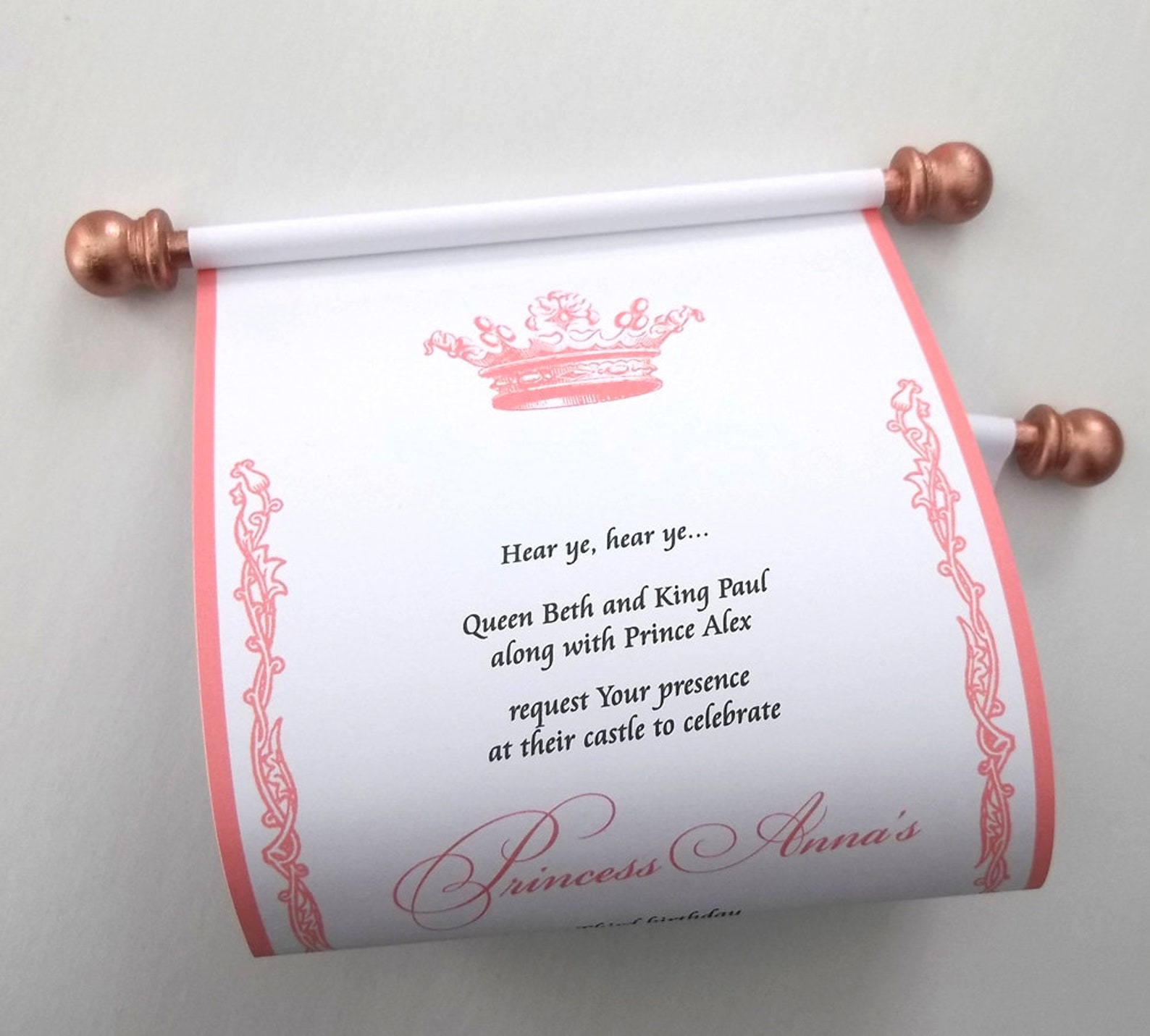 Royal Princess Birthday Invitation Scrolls Princess Crown - Etsy