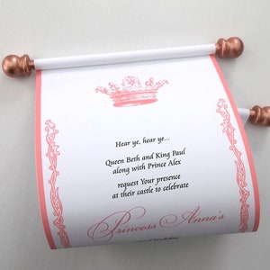 Royal Princess Birthday Invitation Scrolls, Princess Crown Scrolls in ...