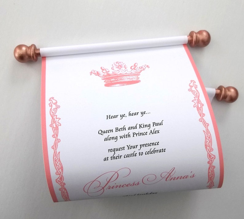 Royal Princess Birthday Invitation Scrolls Princess Crown - Etsy