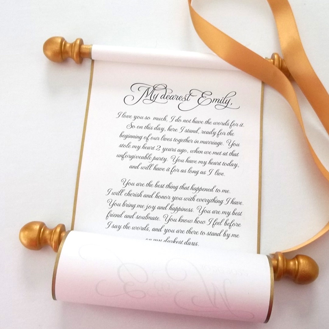 Personalized Scroll for Wedding Vows on Cream Paper, 5x12 Inches Paper ...