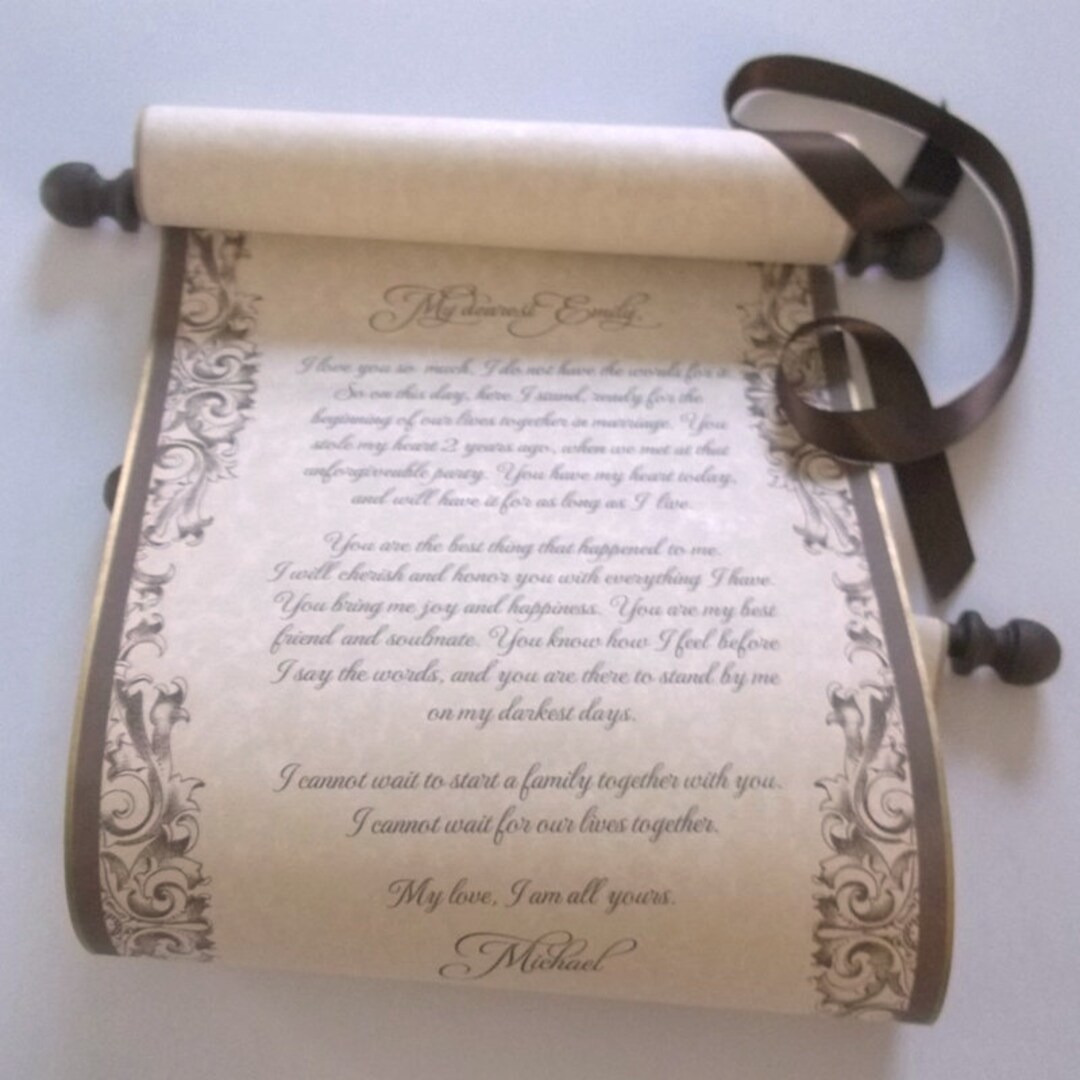 Set of 4 Elegant Scrolls in Gold & Brown, Custom Printed With Your ...