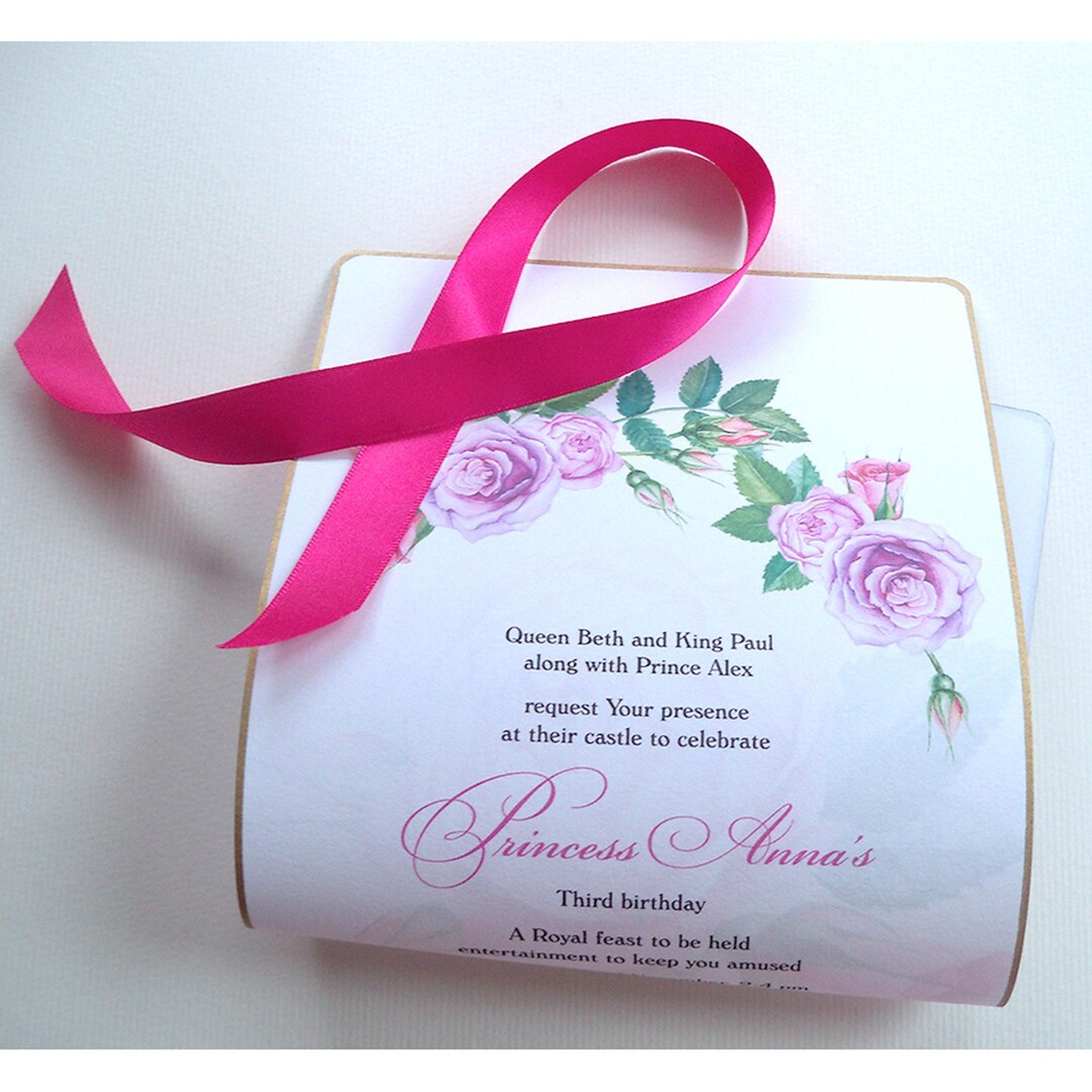 Princess Birthday Invitation Scrolls With Floral Garland, Set of 5 - Etsy