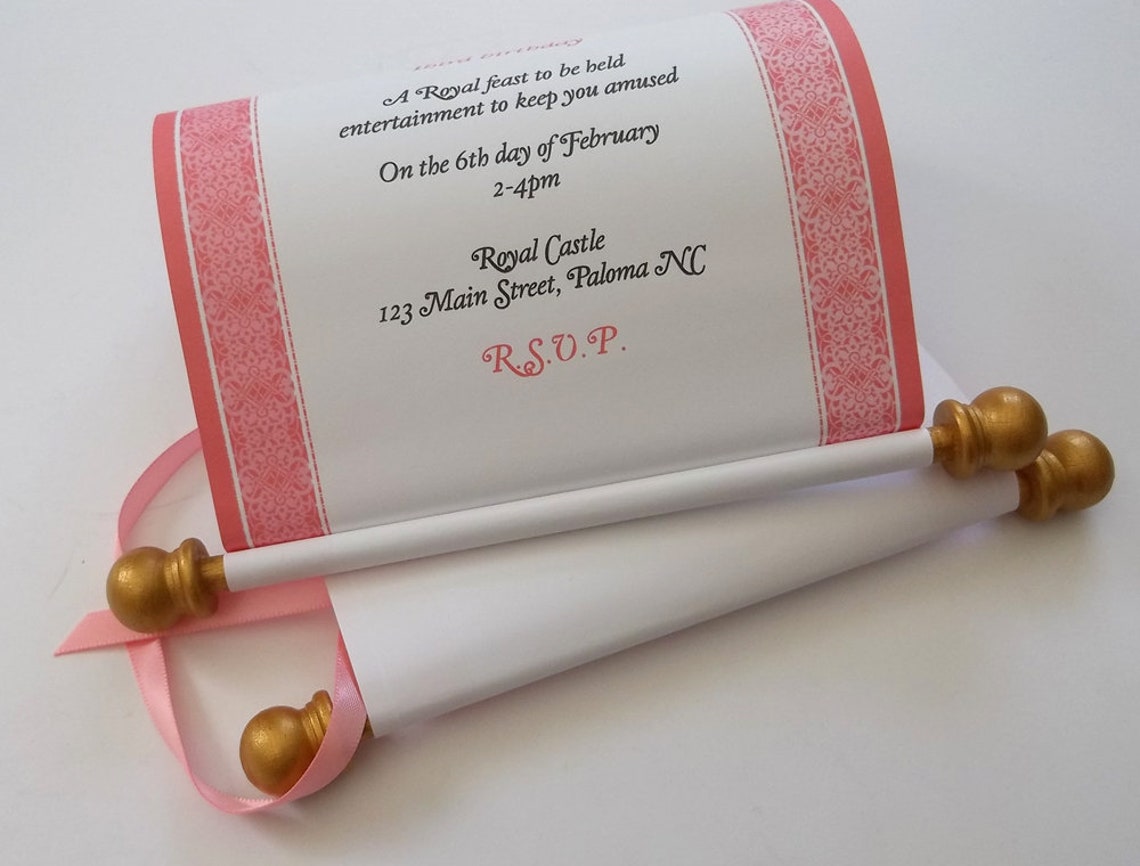 Royal Princess Invitation Scrolls in Pink and Gold Set of 10 - Etsy
